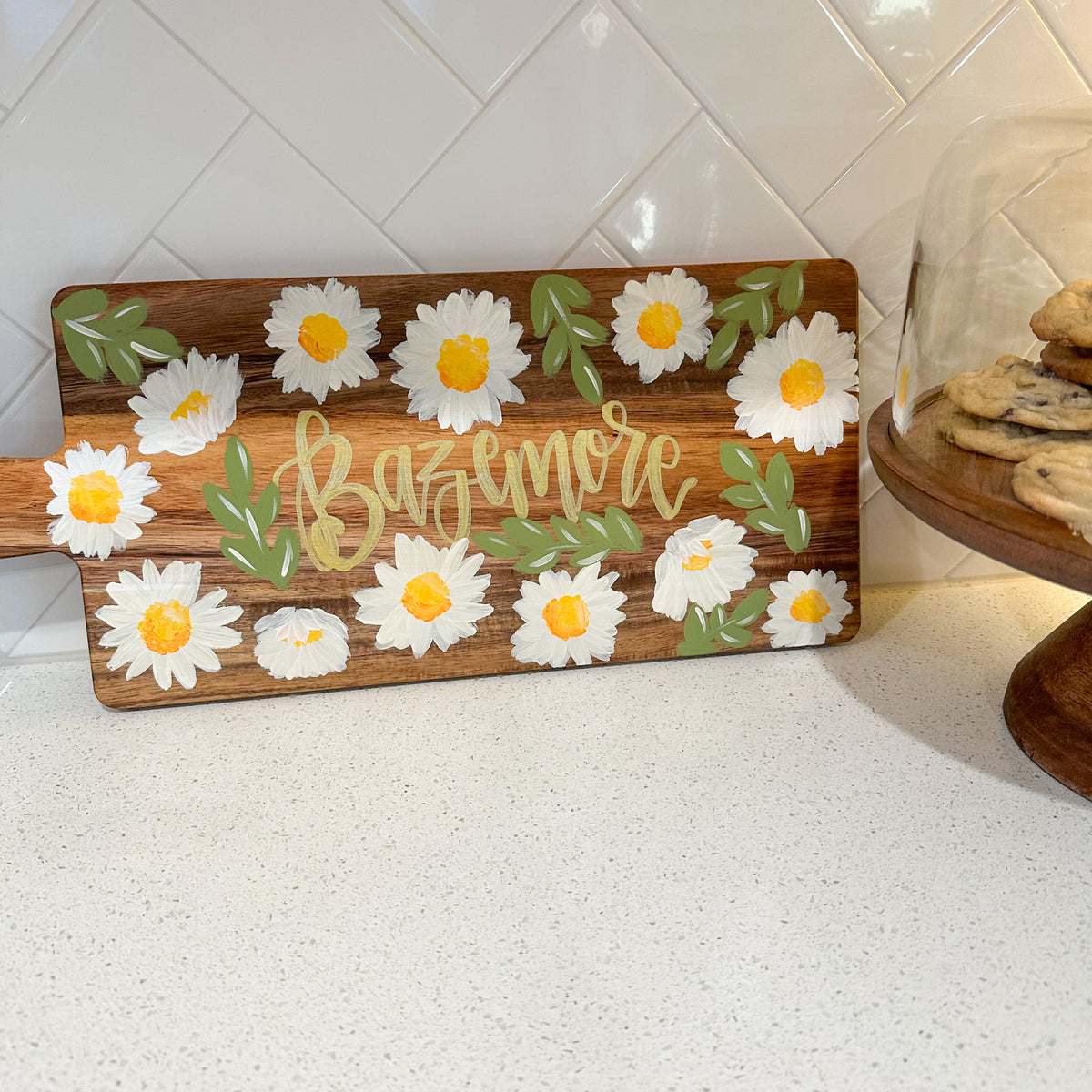 Hand Painted Daisy Personalized Wood Board – The Redheaded Camel