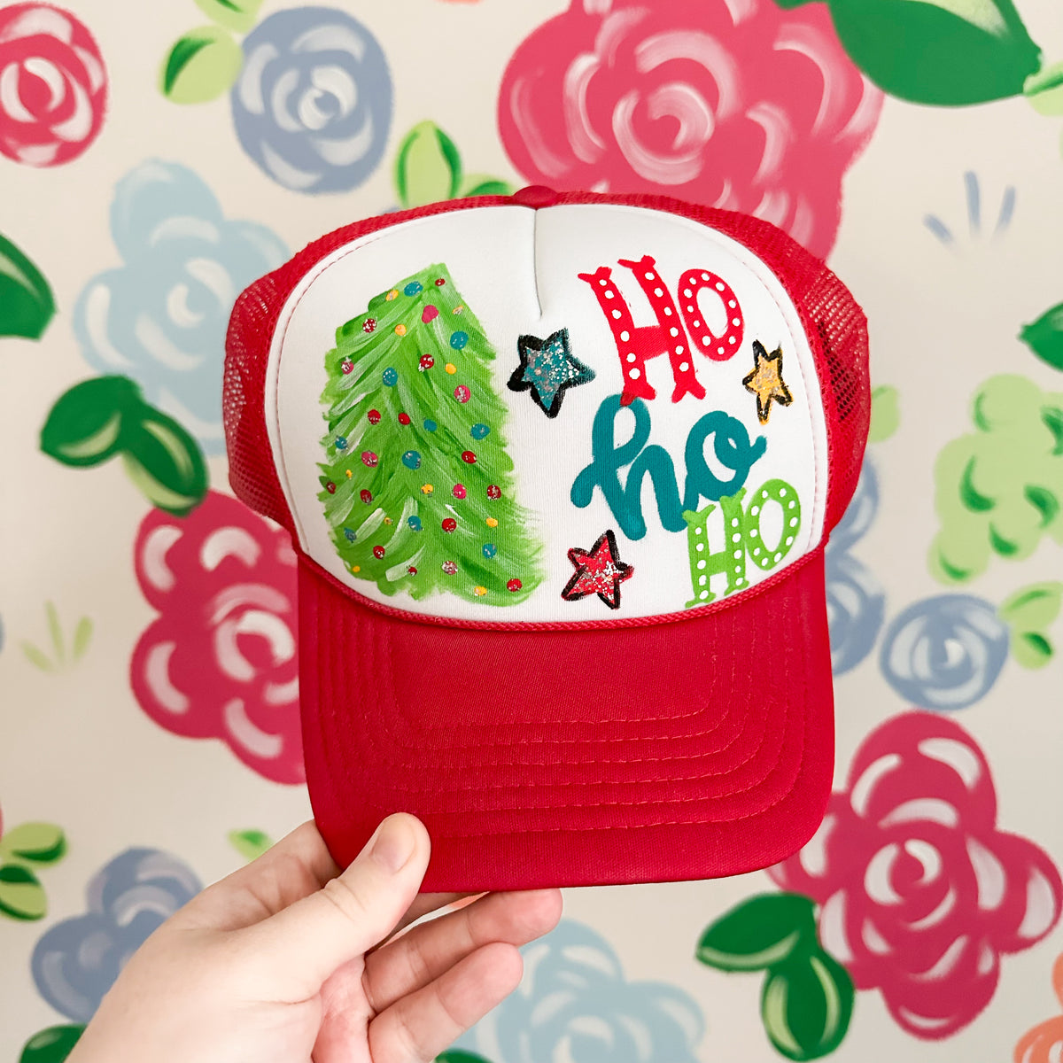 Ho Ho Ho Hand Painted Trucker Hat – The Redheaded Camel