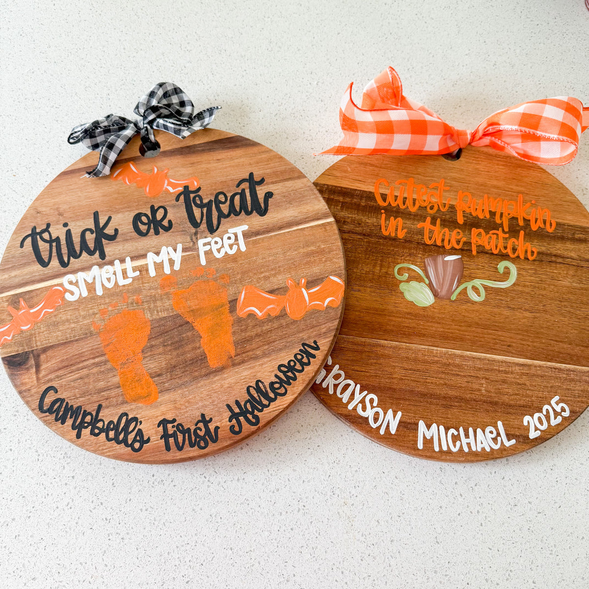 Hand Painted Fall Personalized Footprint Board – The Redheaded Camel
