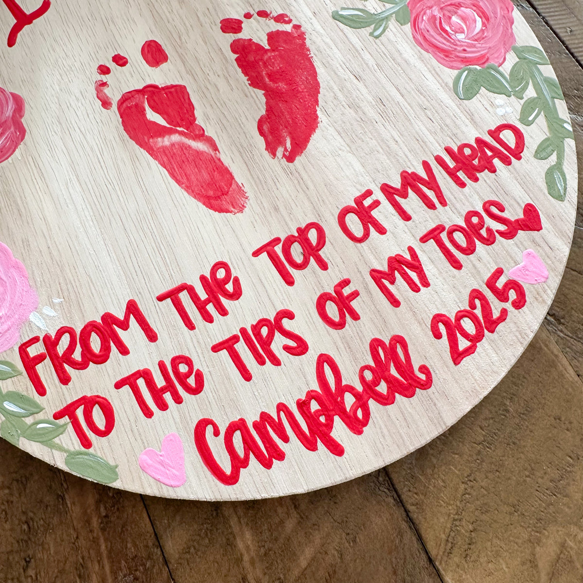 Hand Painted Valentine Footprint Board – The Redheaded Camel