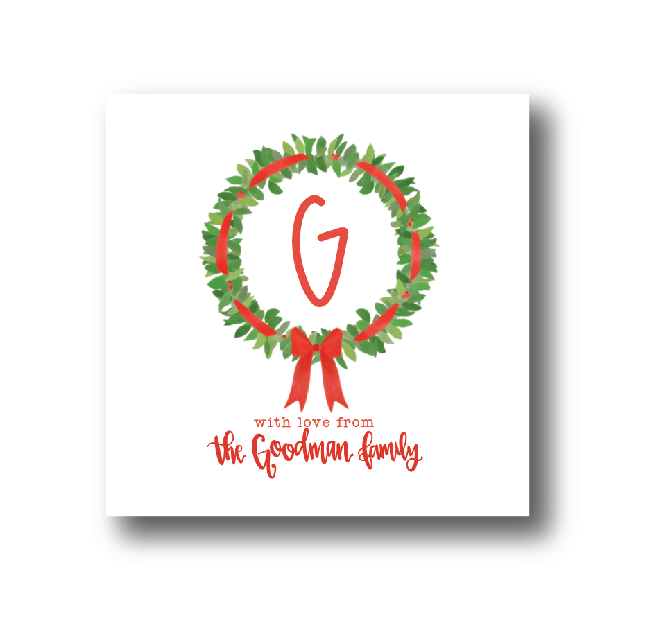 Monogrammed Wreath Personalized Gift Label – The Redheaded Camel