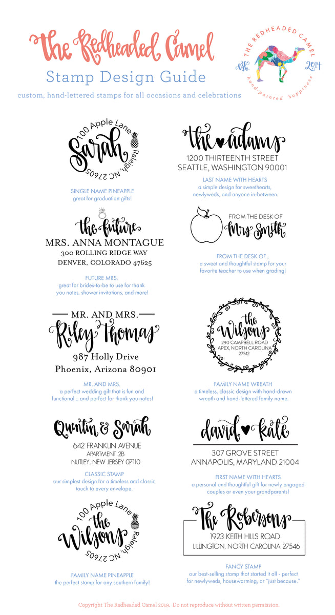 Monoline Name Custom Return Address Stamp – The Redheaded Camel